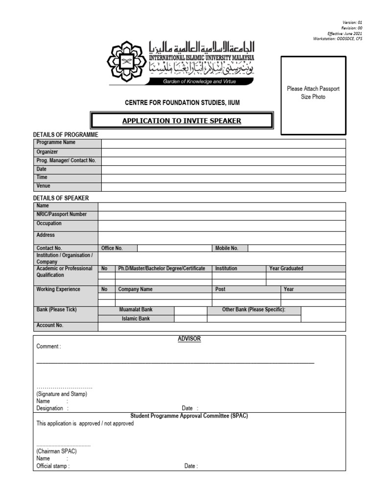 Application to Invite Speaker Form (New 2021) (1) | PDF