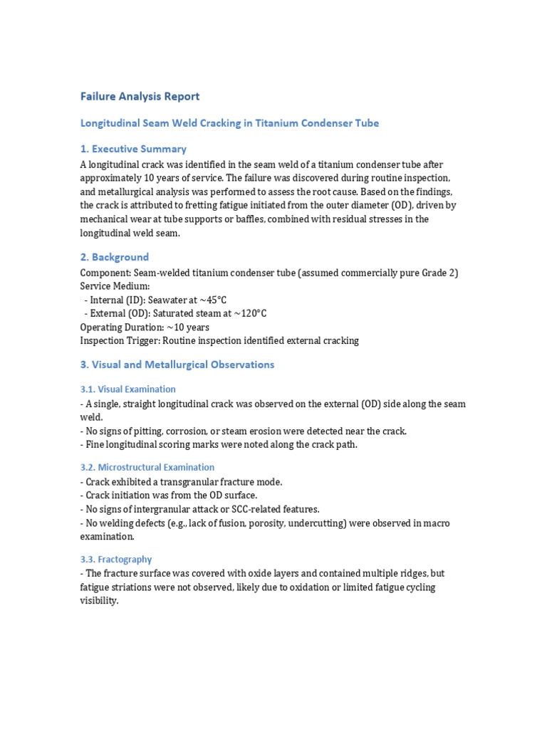 Titanium Tube Weld Cracking Analysis | PDF | Fatigue (Material) | Fracture