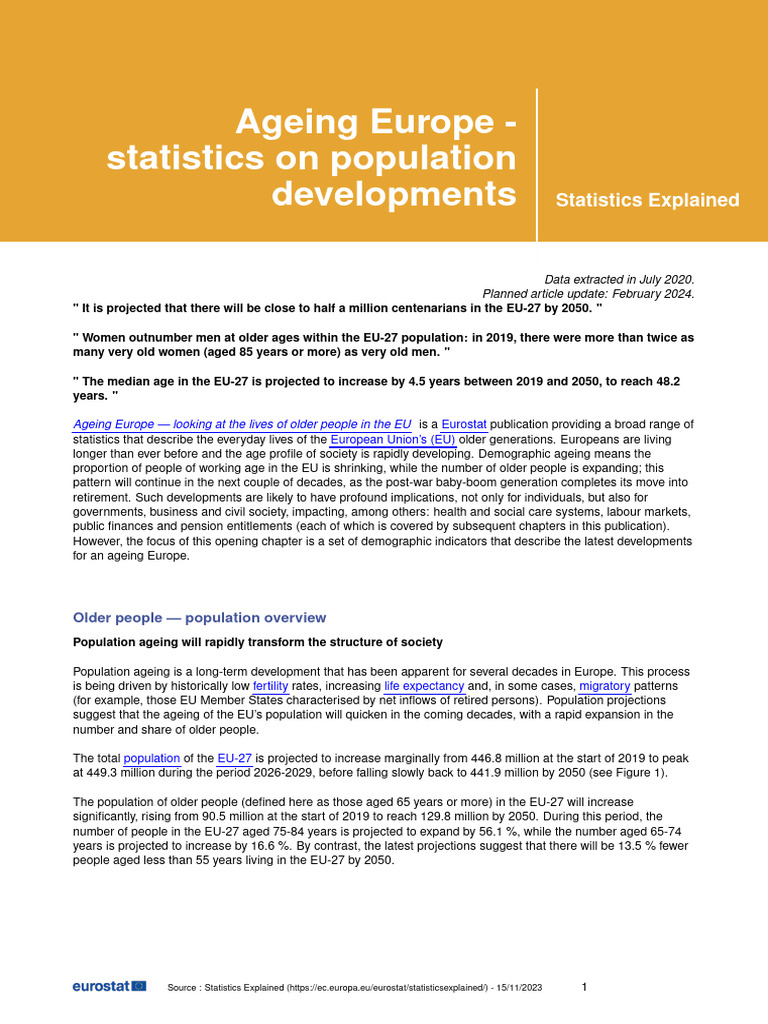 Ageing Population Trends in Europe | PDF | Population Ageing | Citizenship