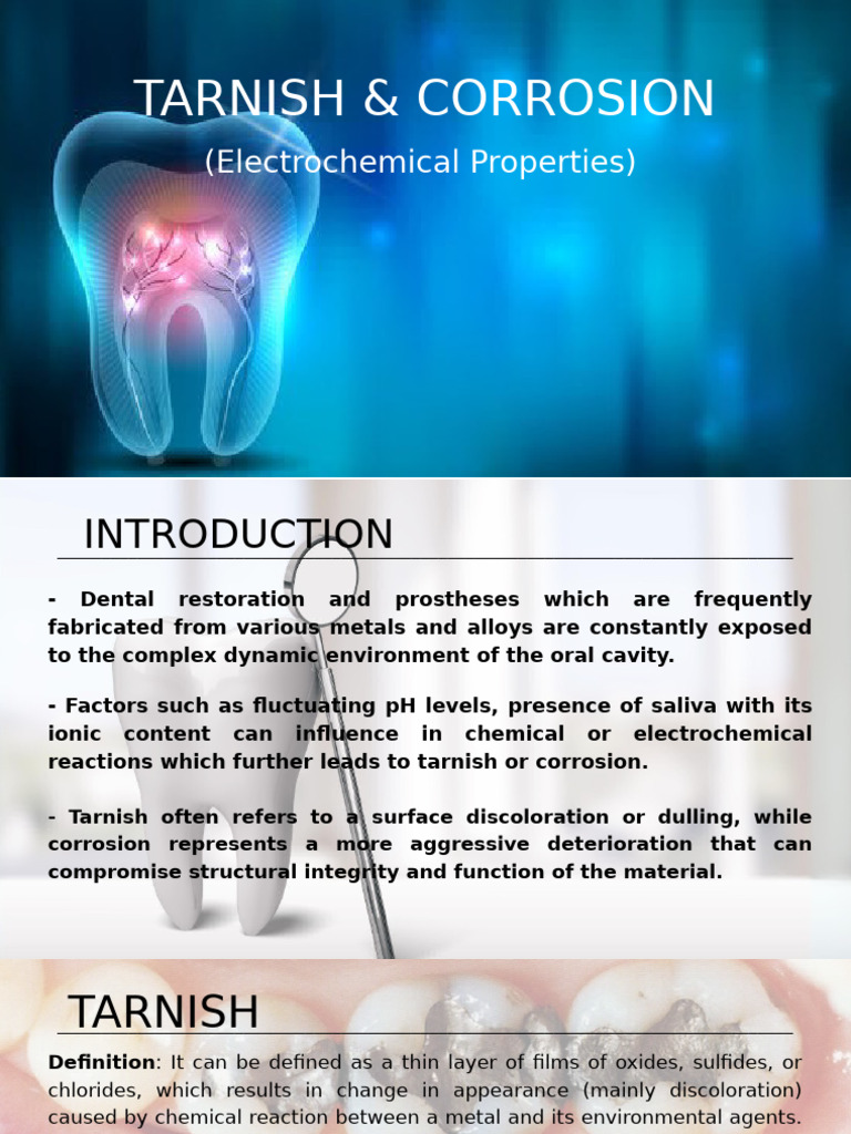 Tarnish vs Corrosion in Dentistry | PDF | Corrosion | Electrochemistry