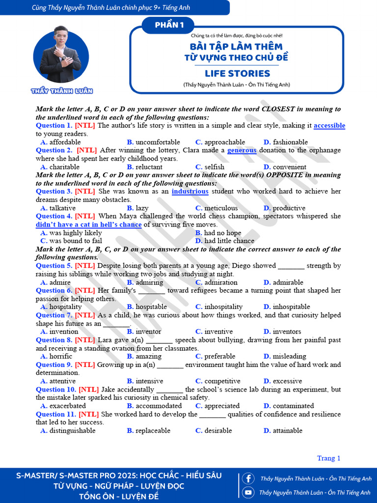 Từ Vựng Theo Chủ Đề - P1 - BTLT | PDF