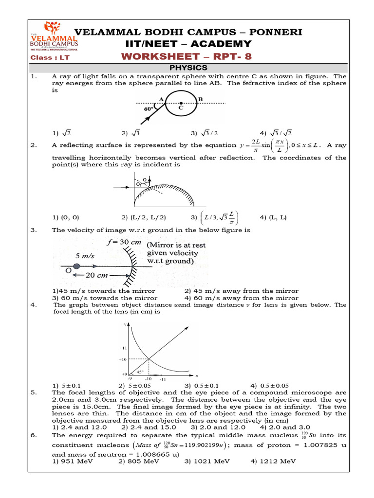 Physics Worksheet for IIT/NEET Preparation | PDF | Dna | Polymerase ...
