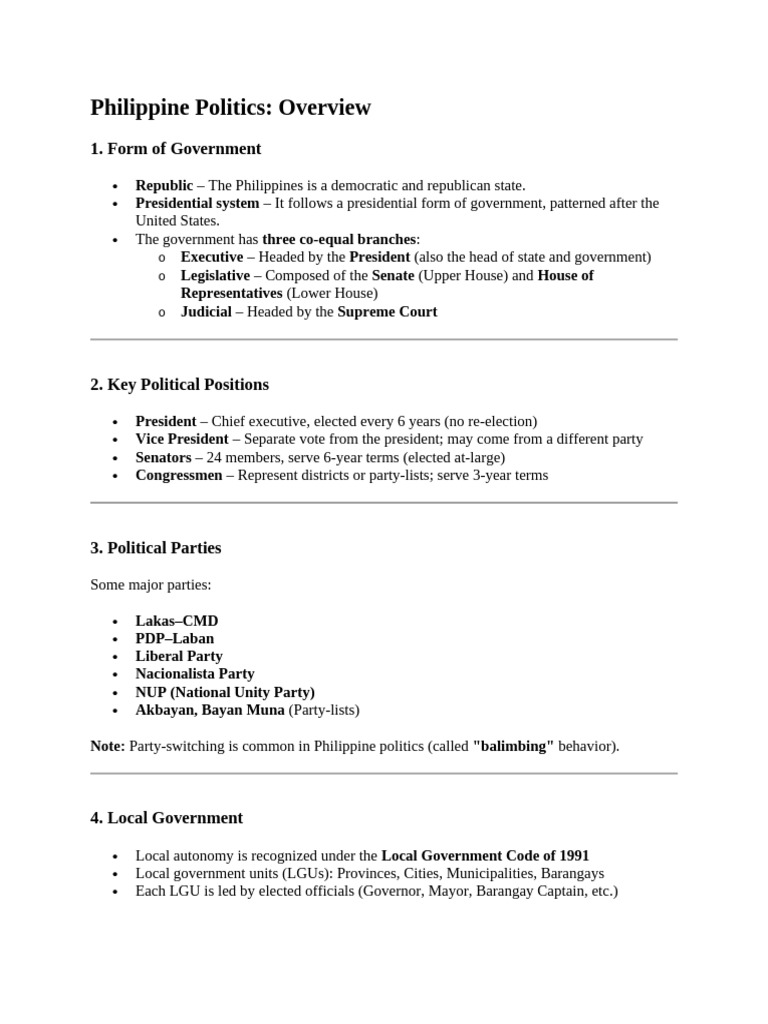 Philippine Politics | PDF
