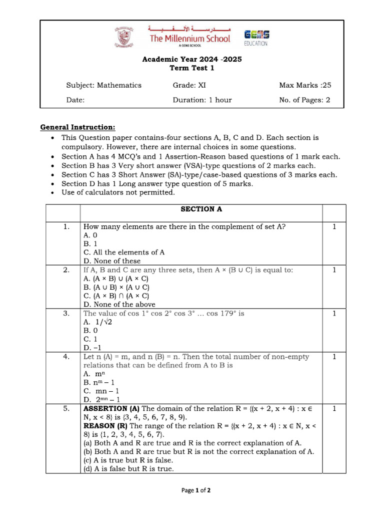 Model Question - Term Test 1 | PDF