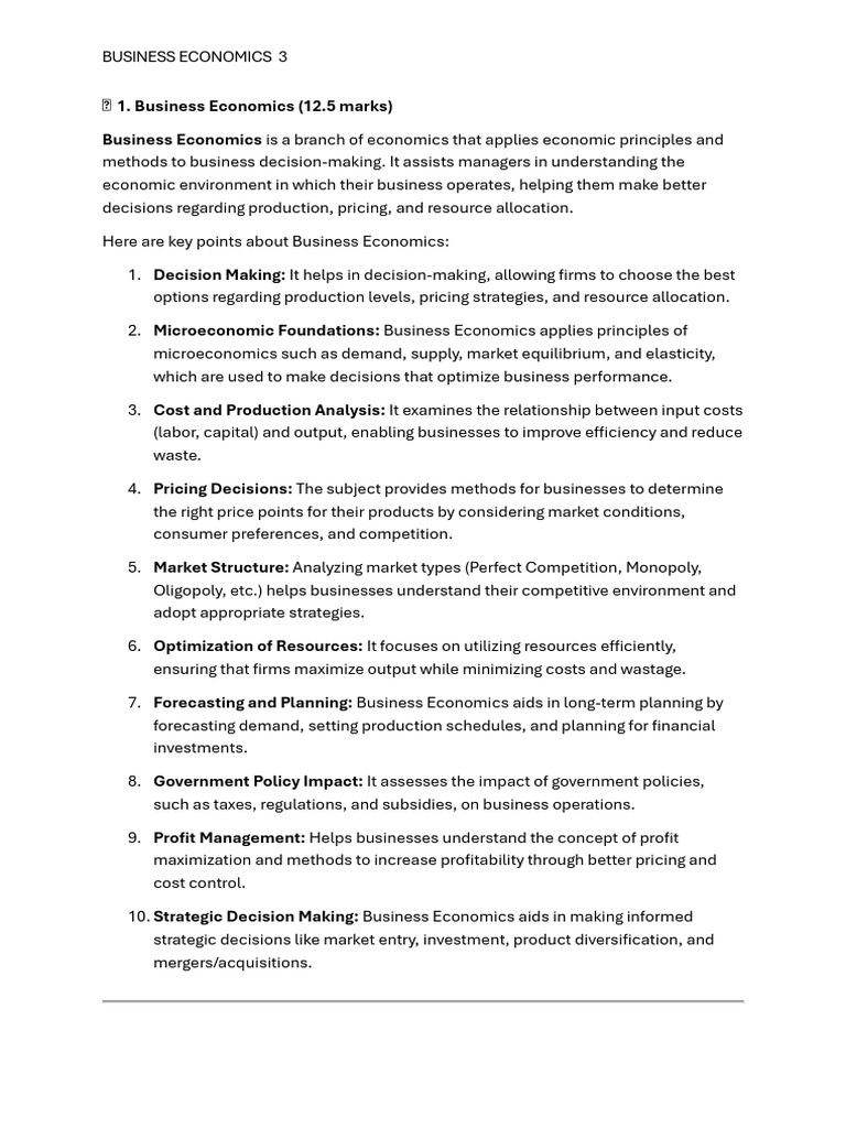 Business Economics: Key Concepts Explained | PDF | Demand | Elasticity (Economics)