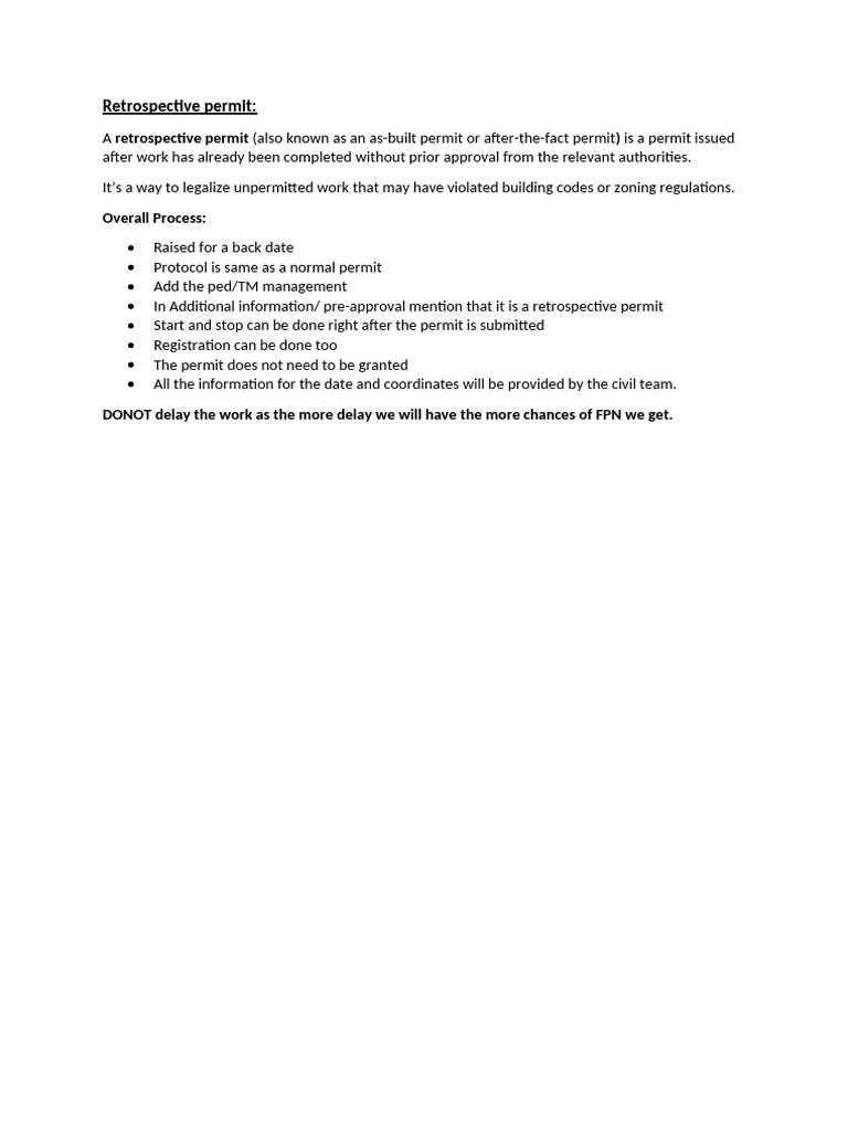 Retrospective Permit | PDF