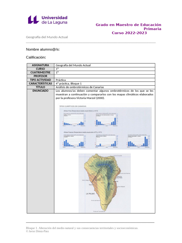 PRACTICA 4 TEMA 1 Clima Canarias | PDF | Clima | Precipitación