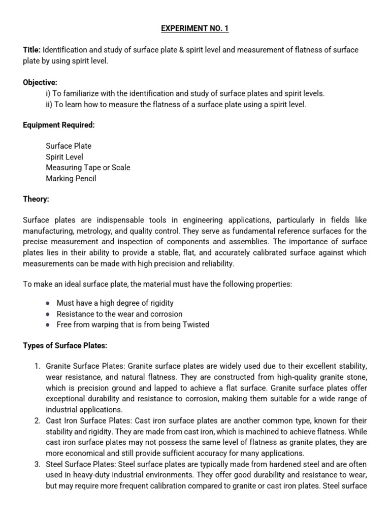 Surface Plate Flatness Measurement Guide | PDF | Surveying | Accuracy ...