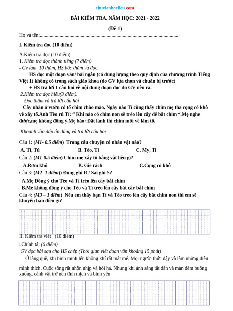 thuvienhoclieu.com-Bo-de-on-tap-HK2-Tieng-Viet-1-nam-2022 | PDF