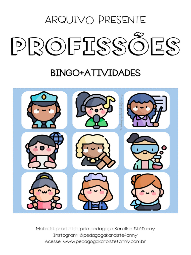 Bingo e Atividades PROFISSOES O3vxz3 | PDF