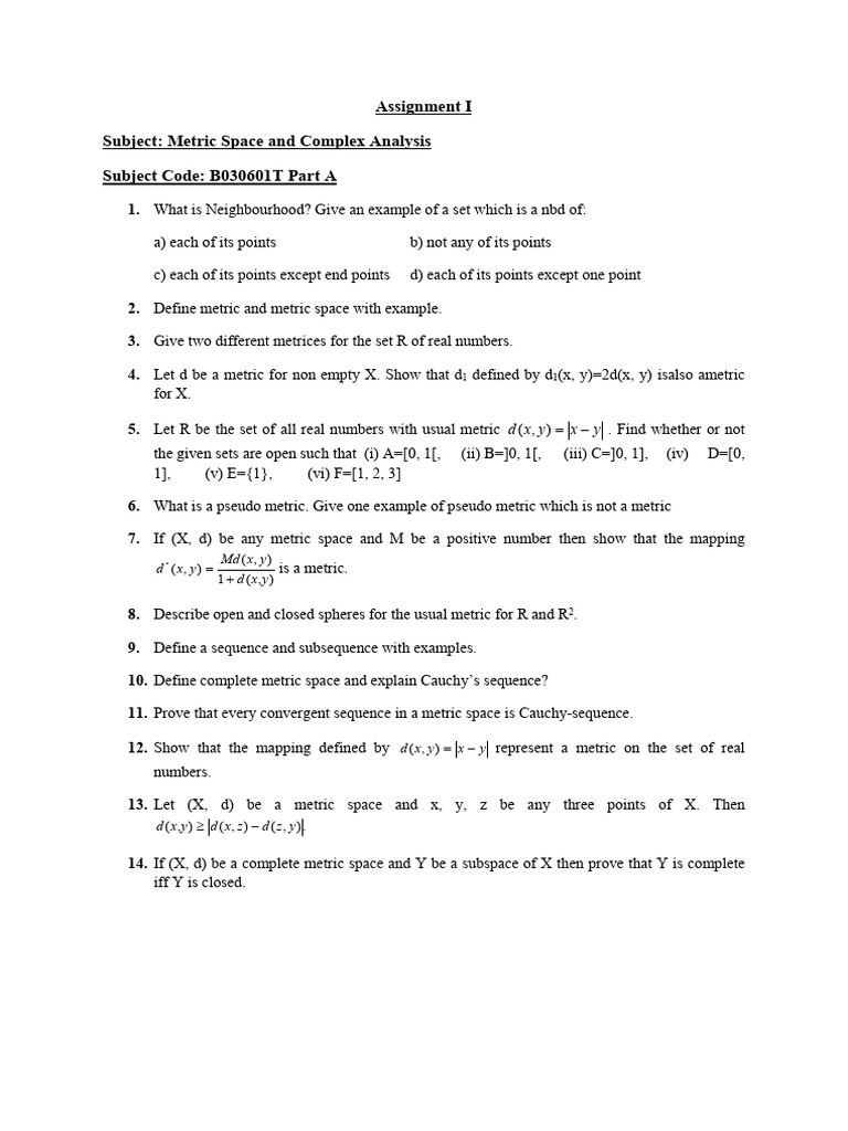 Assignments B030601T Part A | PDF | Limit (Mathematics) | Continuous Function