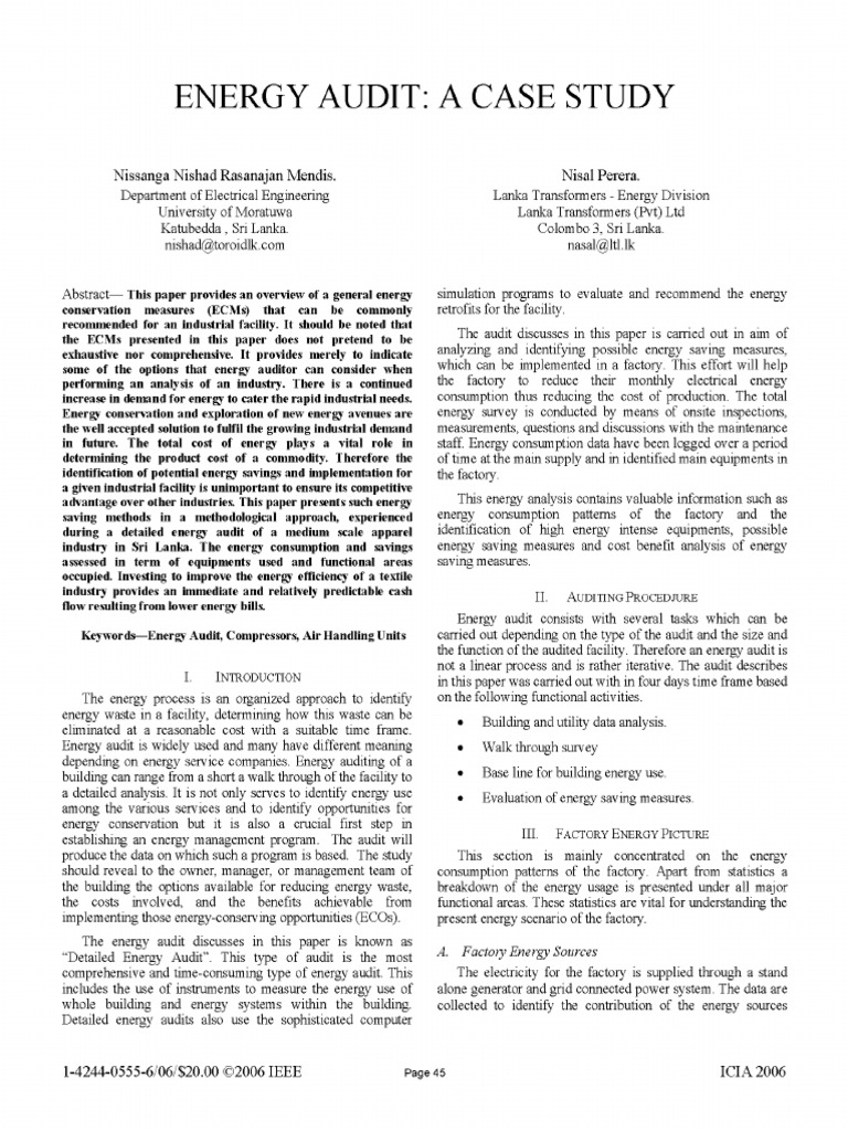 Iee-Energy Audit-A Case Study | PDF | Energy Conservation | Lighting