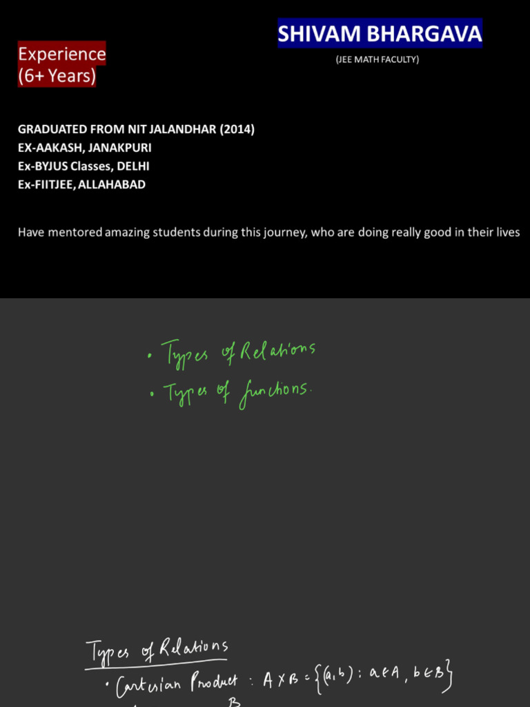 Relations and Functions Lec-01 Shivam Sir - Relations and Functions final | PDF