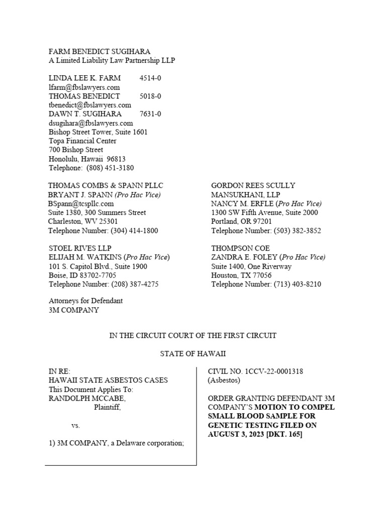 McCabe 2023-08-30 Order Granting Motion To Compel Small Blood Sample ...