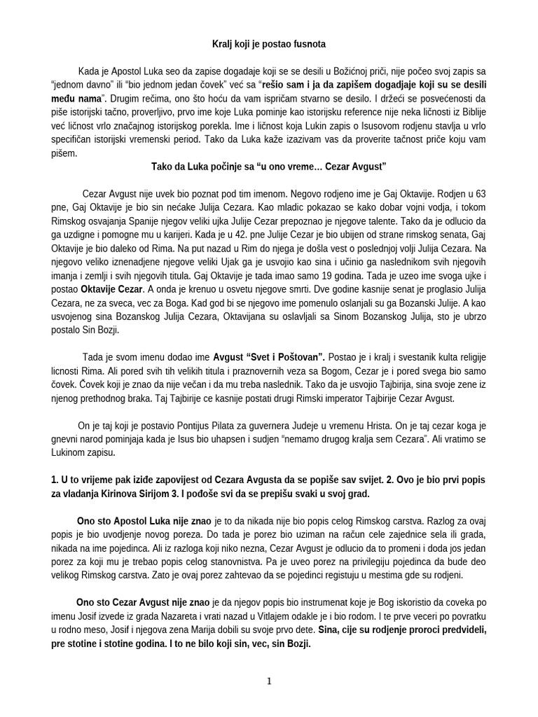 Kralj Koji Je Postao Fusnota 07.01.24 | PDF