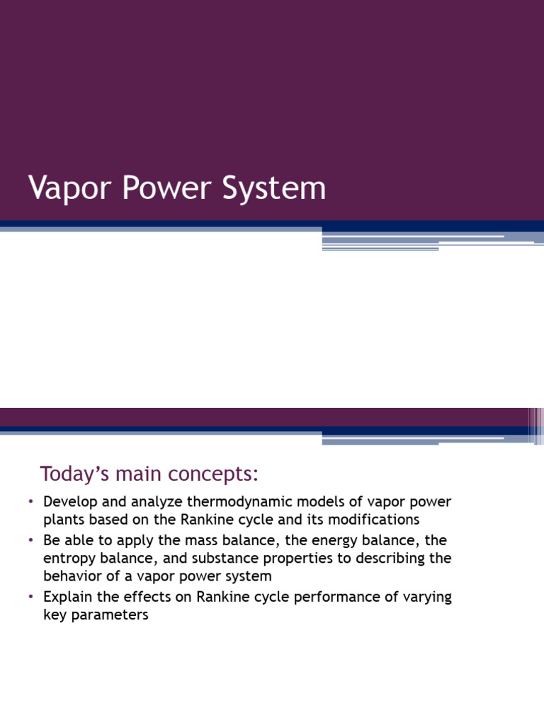 Rankine Cycle in Vapor Power Systems | PDF | Power Station | Water Vapor