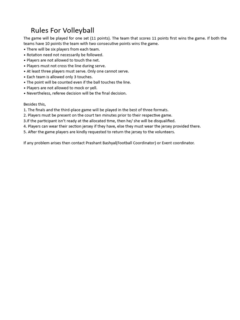 Volleyball Game Rules and Guidelines | PDF