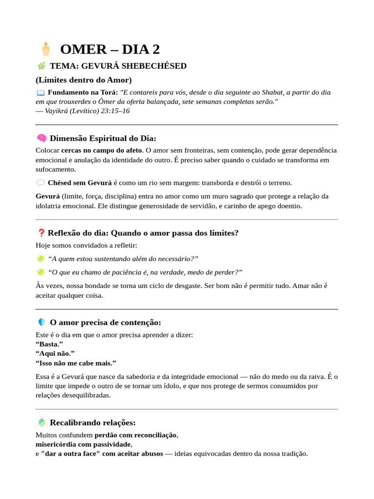 Estudo para Segundo Dia Do Omer | PDF | Amor