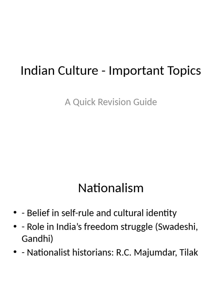 Key Topics in Indian Culture Overview | PDF