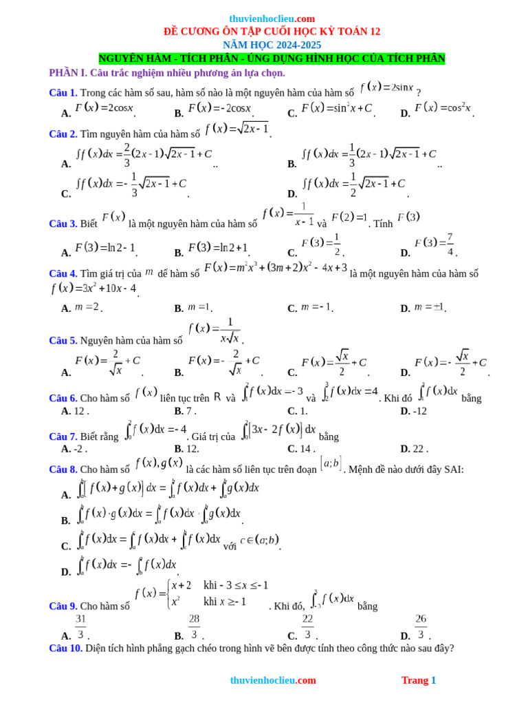 De Cuong On Tap Cuoi HK2 Toan 12 KNTT 24 25 | PDF