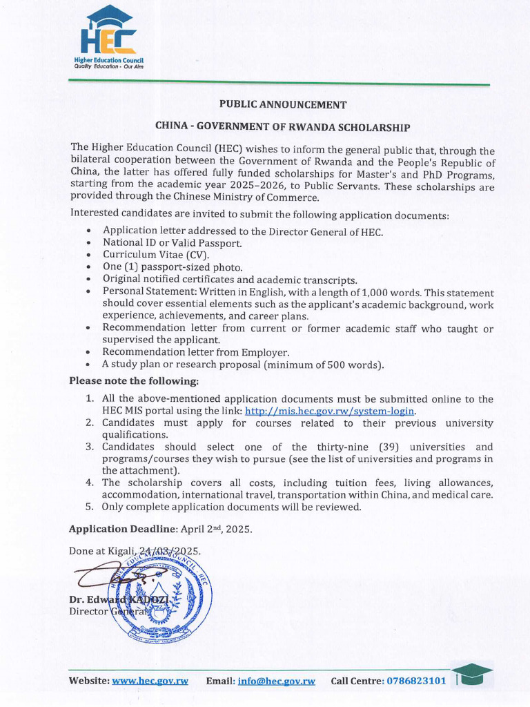 China Scholarship MOFCOM 2025-1 | PDF