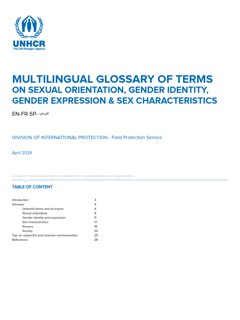 UNHCR SOGIESC Multilingual Glossary of Terms 2024 | PDF | Sexuality ...