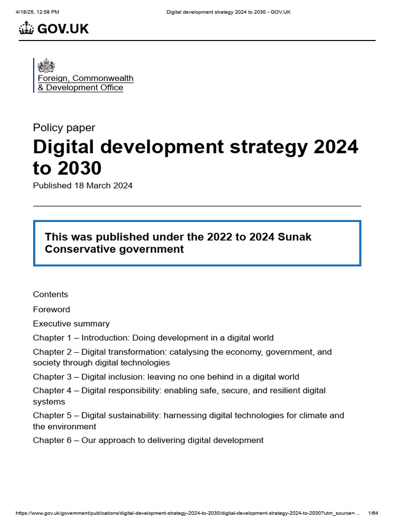 Digital Development Strategy 2024 To 2030 - GOV - UK | PDF | Artificial ...