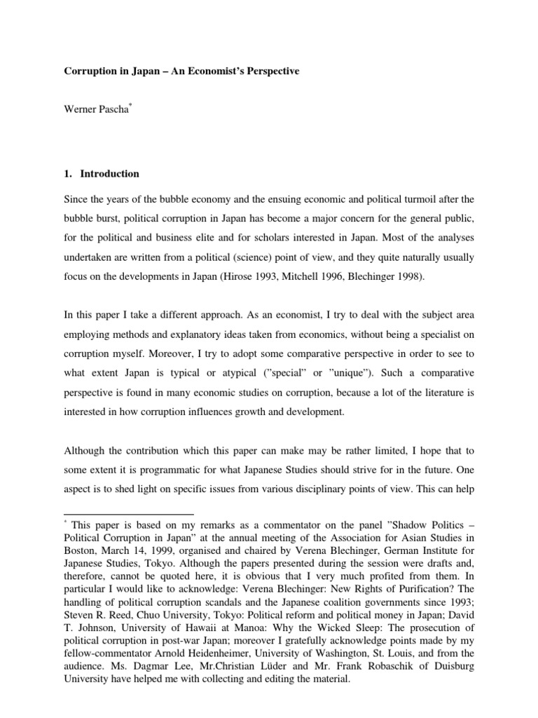 Corruption in Japan - An Economist's Perspective | PDF | Corruption ...