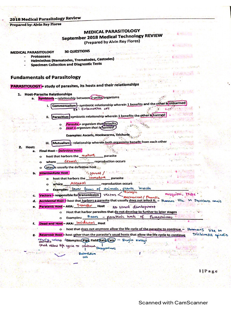 Parasitology Review | PDF