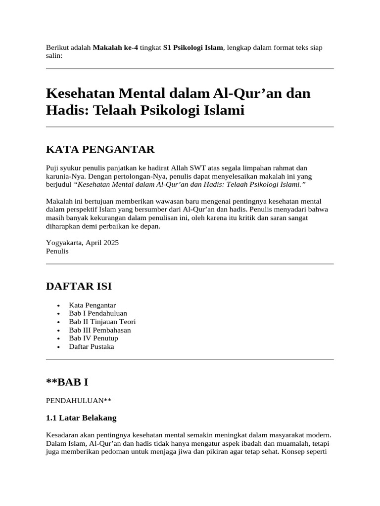 Kesehatan Mental Dalam Al-Qur'an | PDF