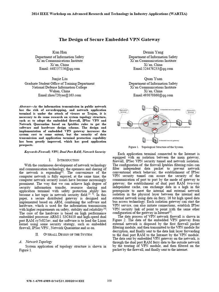 The Design of Secure Embedded VPN Gateway | PDF | Computer Network ...