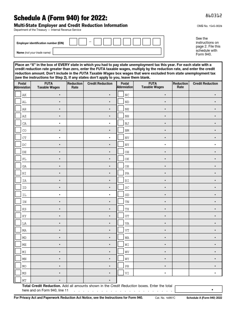Form 940 - Schedule A (2022) | PDF | Taxes | The United States