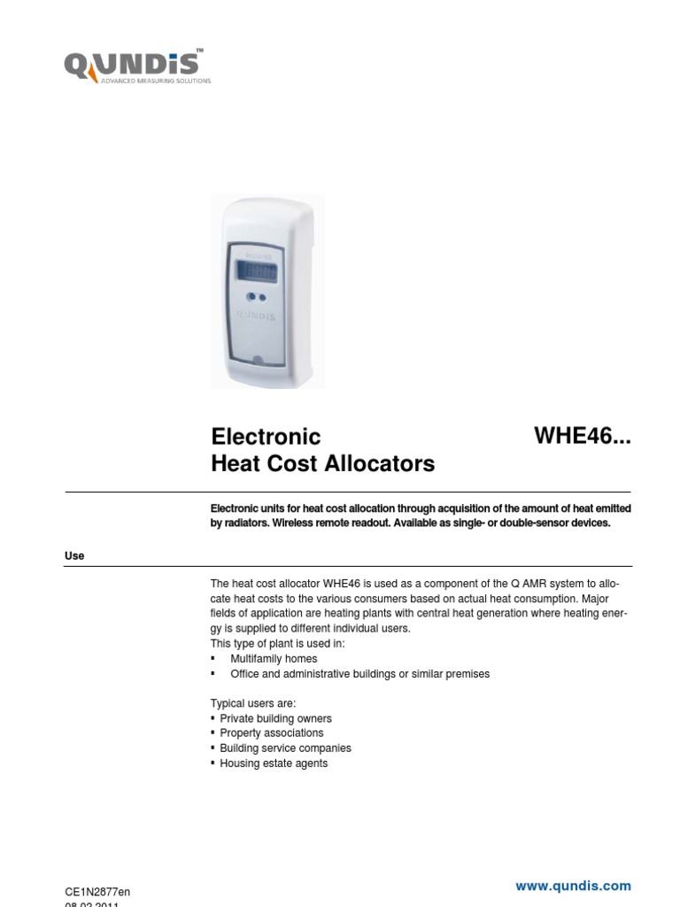 Electronic Heat Cost Allocators WHE46.. | PDF | Radiator | Transmission Medium