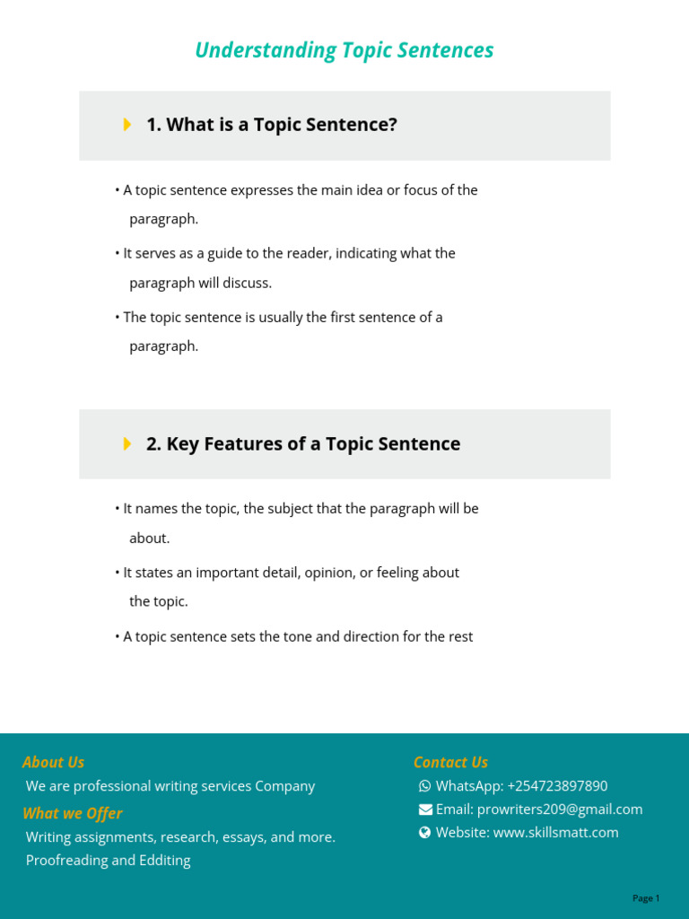 Mastering Topic Sentences Explained | PDF
