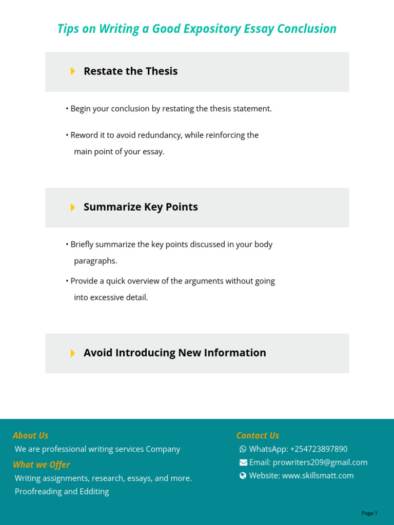 Tips on Writing a Good Expository Essay Conclusion | PDF