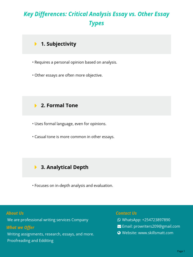 Key Differences Critical Analysis Essay Vs Other e | PDF