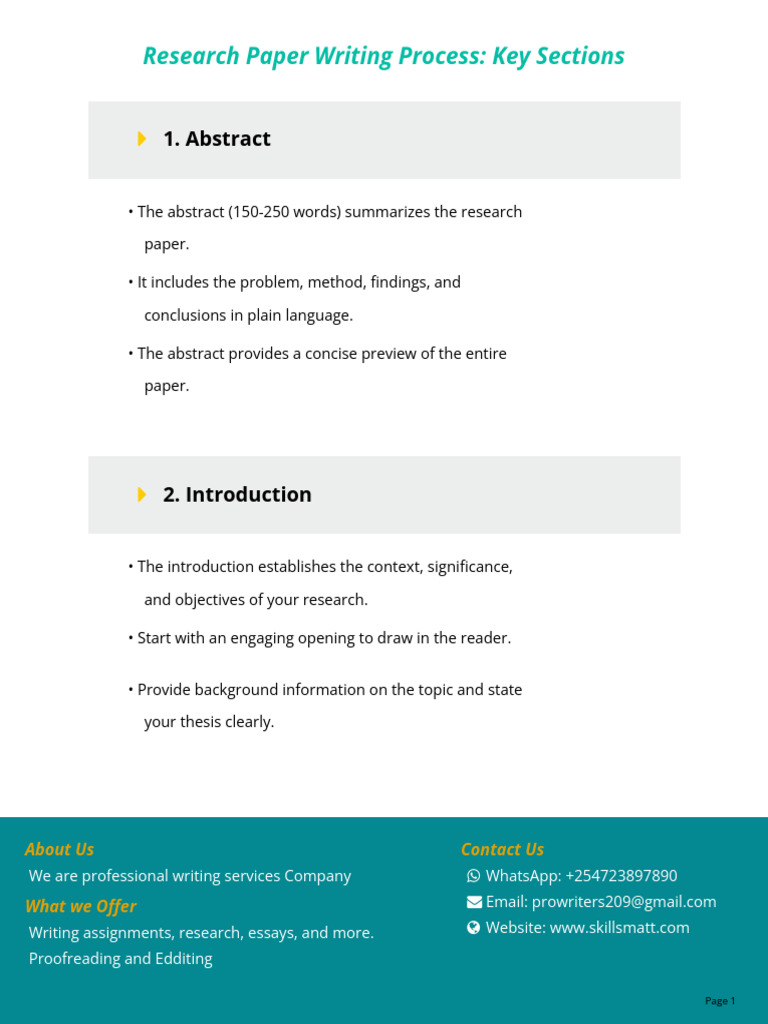 Research Paper Writing Process Key Sections | PDF