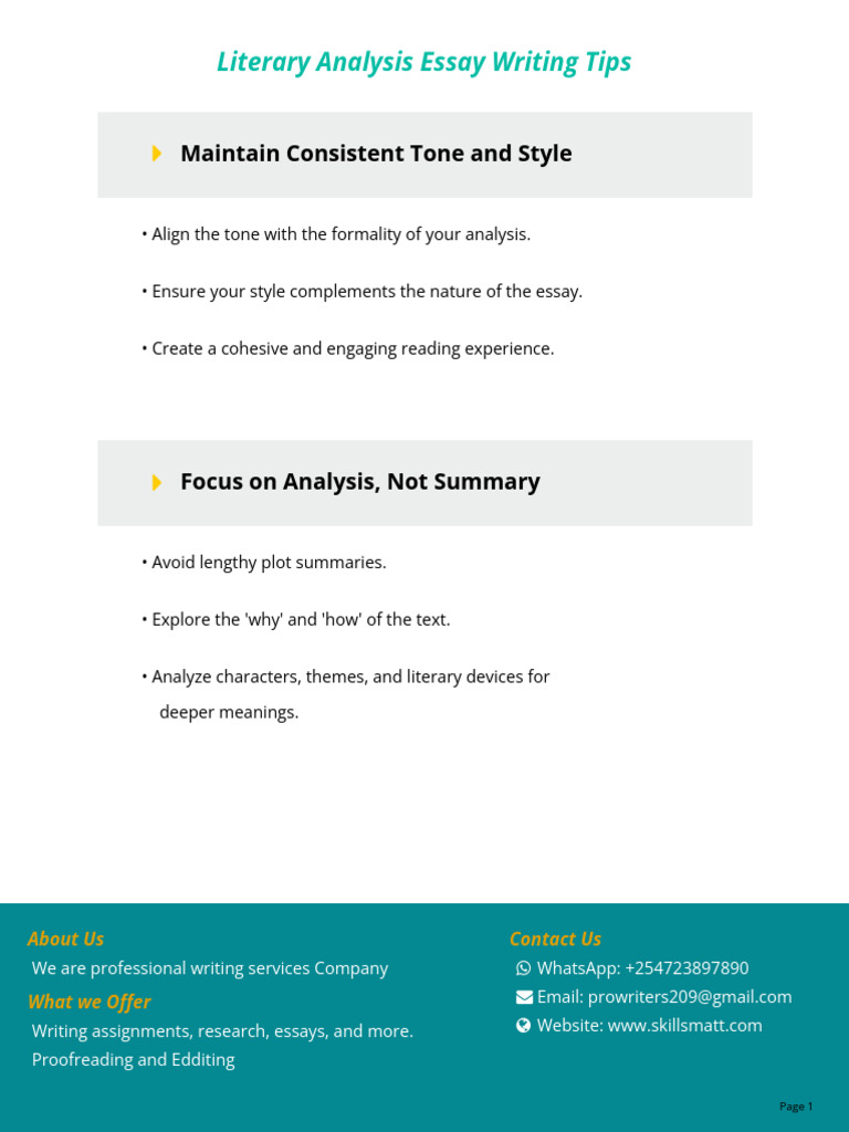 Literary Analysis Essay Writing Tips | PDF | Essays | Human Communication