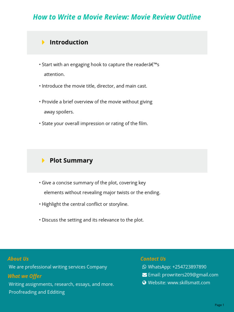 How To Write A Movie Review Movie Review Outline | PDF | Essays