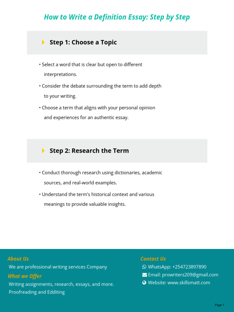 How to Write a Definition Essay Step by Step | PDF | Essays | Human ...