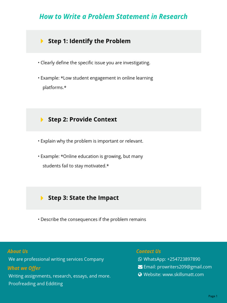 How To Write A Problem Statement in Research | PDF