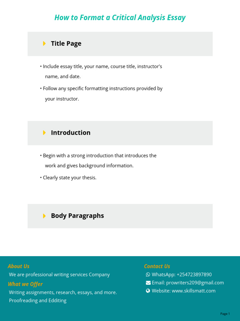 Formatting a Critical Analysis Essay | PDF