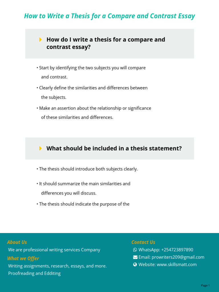 How To Write A Thesis For A Compare and Contrast e | PDF