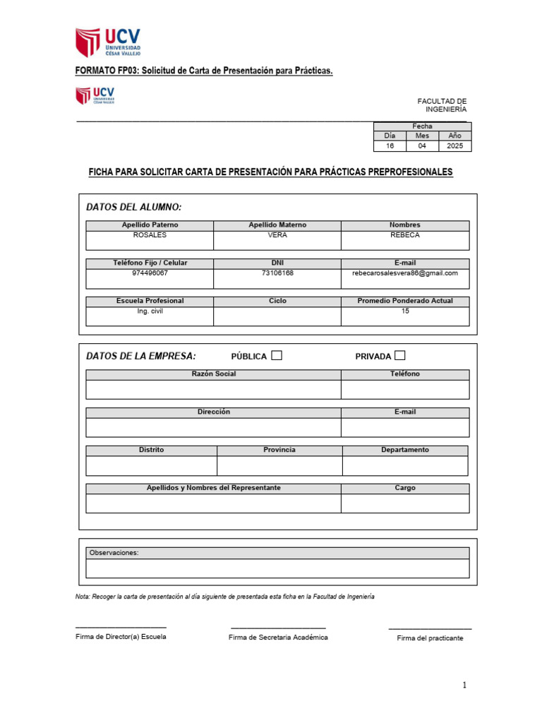 Formato FP03 - Solicitar Carta de Presentacion de PPF | PDF