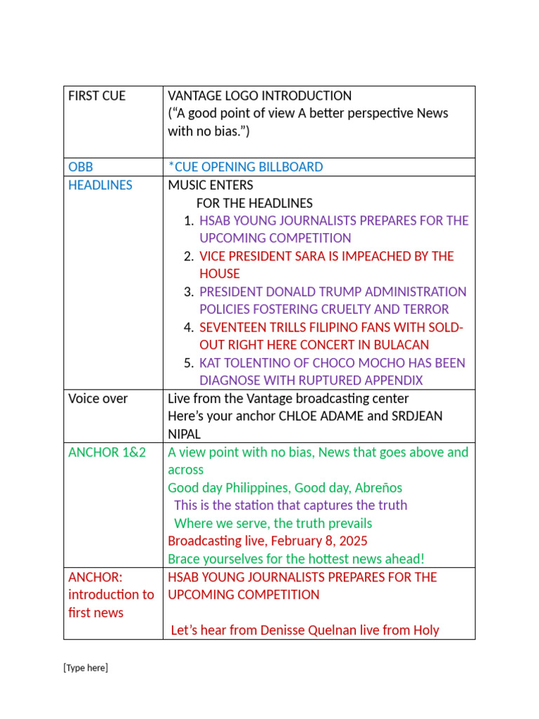 Final Script For English Broadcast TV | PDF