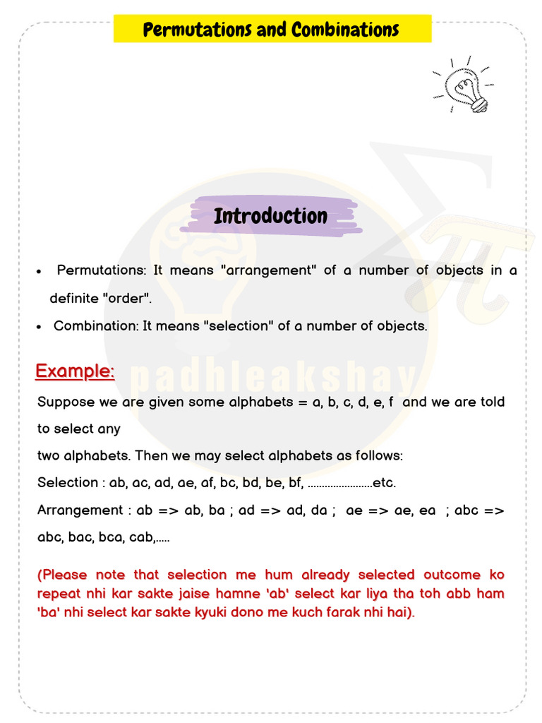 Permutations and Combinations: Example: Example | PDF | Mathematical Objects | Discrete Mathematics