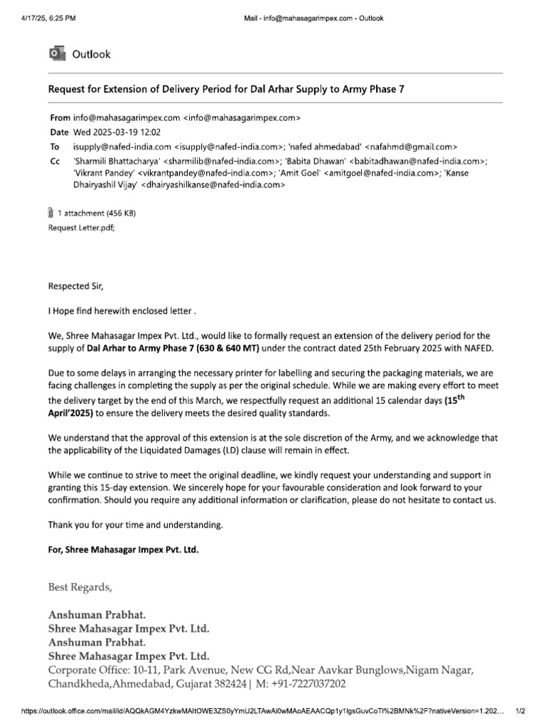 Req. Extension Letter Army Phase-7 | PDF