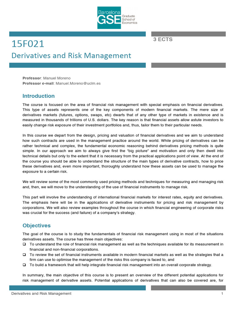 Derivatives and Risk Management Course | PDF | Derivative (Finance ...