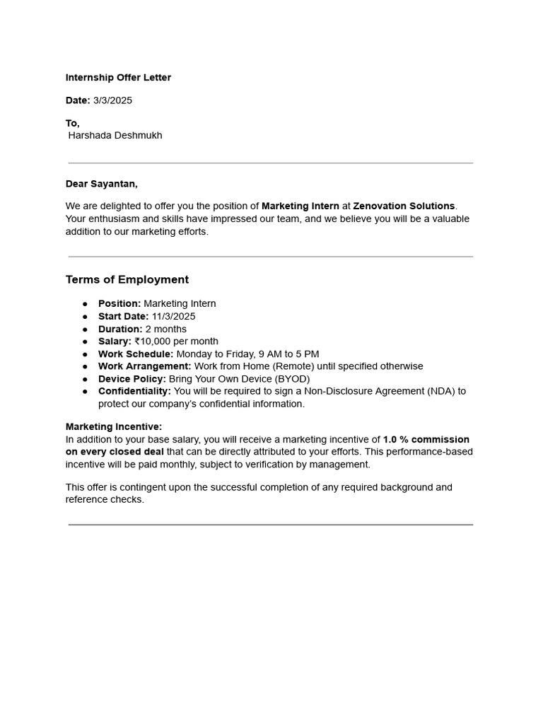 Offer Letter | PDF