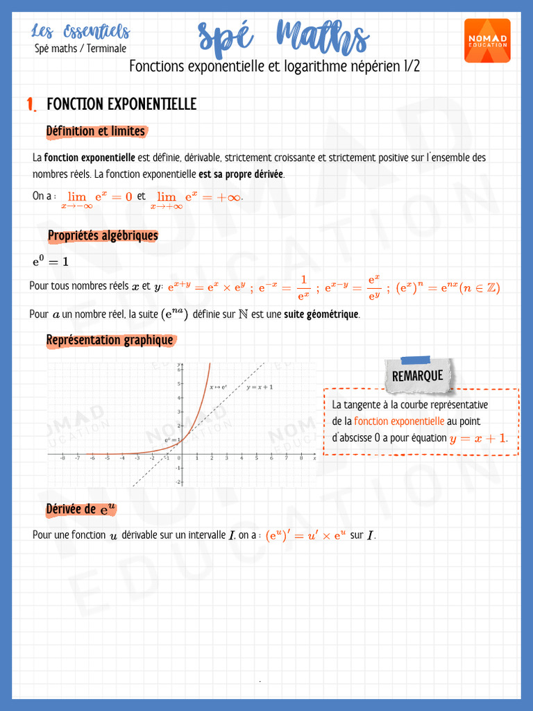 Fonction Exponentielle et Logarithme | PDF | Fonction exponentielle ...